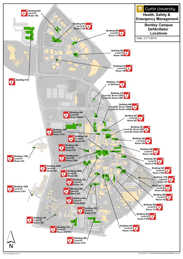 AED Map | Curtin University, Perth, Australia