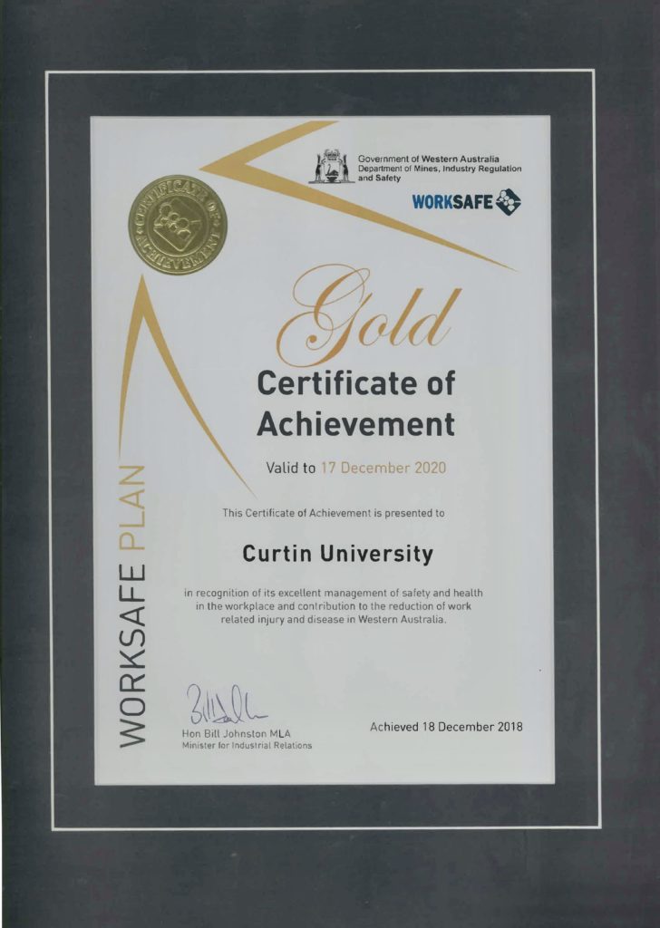 WorkSafe-Gold-Certification | Curtin University, Perth, Australia